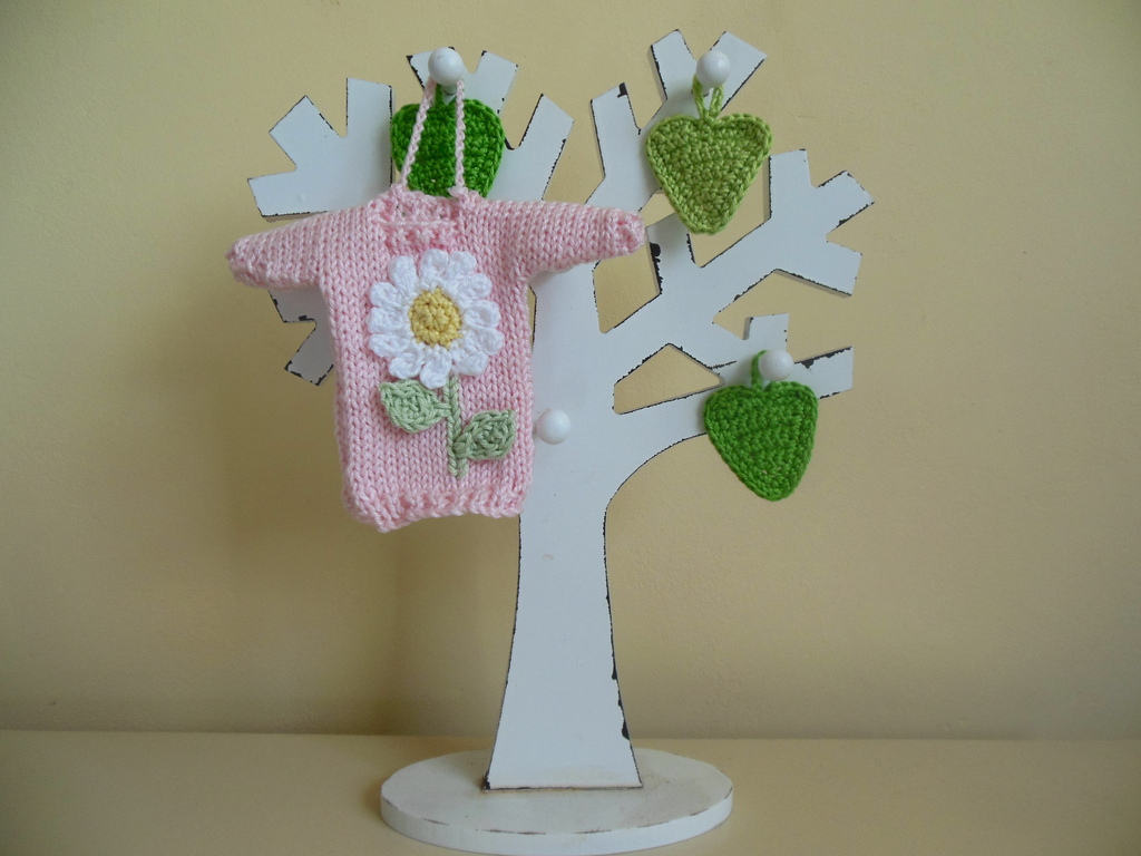 Unique Hand Knit Daisy Mini Sweater Ornament - NitCraft